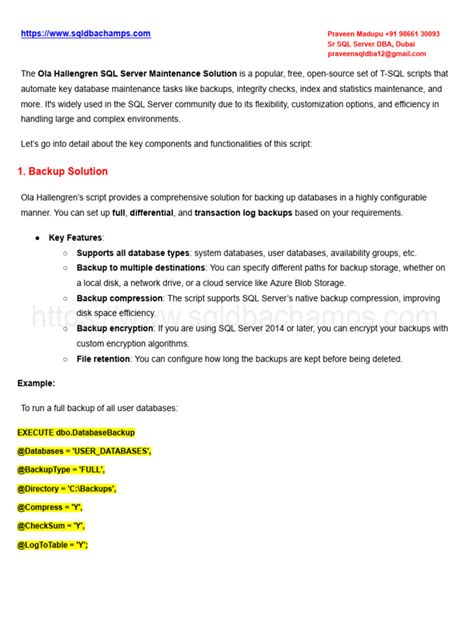 Ola Hallengren Sql Server Maintenance Solution Pdf Databases