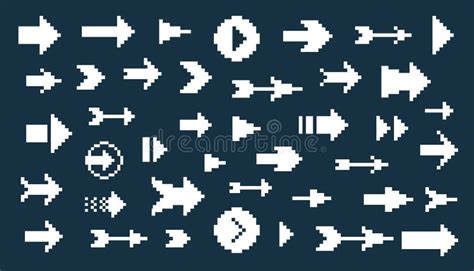 8 Bit Pixel Arrows Vector Big Set Of Icons Collection Of Arrow Direction Cursors In Old PC Or