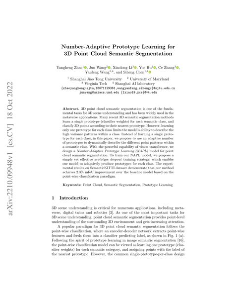 Pdf Number Adaptive Prototype Learning For 3d Point Cloud Semantic