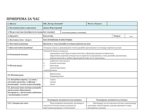 Viiirazred 43čas Docx припрема иа биологије разред осми Docx