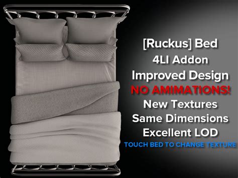 Second Life Marketplace [ruckus] Bed 4li Addon [better Textures