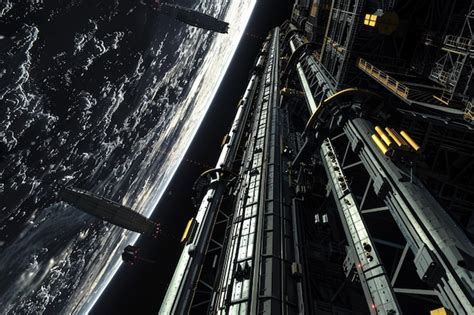 Space Elevator Construction In Progress Premium Ai Generated Image