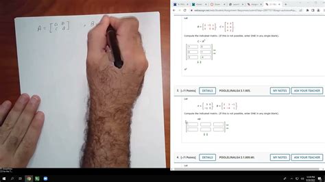 3 1 Matrix Operations Webassign Linear Algebra Youtube