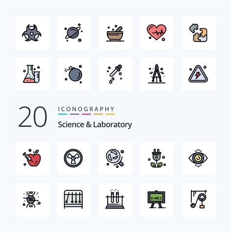 20 Science Line Filled Color Icon Pack Like Dna Search Research Eye Test Green 18272314 Vector