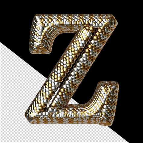뱀 문자 Z의 비늘처럼 금색과 은색으로 만든 기호 프리미엄 Psd 파일