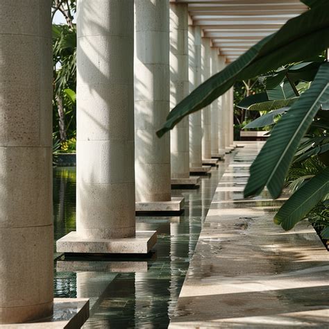 Limestone Columns With Water Element