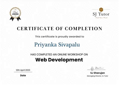 Priyanka Sivapalu On Linkedin Webdevelopment Workshop Certificate Online Web Development