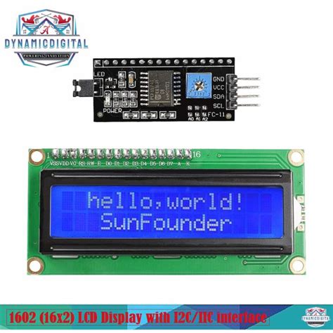 1602 16x2 lcd display with i2c iic interface adapter module blue