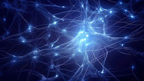 Premium AI Image Electric Blue Neuron Network AI Generated Image