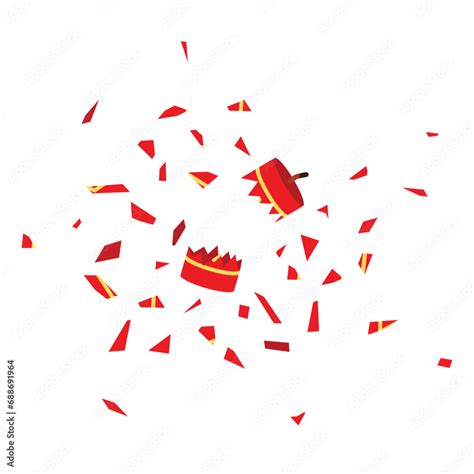 Exploding Firecrackers Flat Vector Illustration Isolated On White
