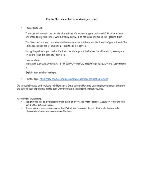 data science intern assignment pdf