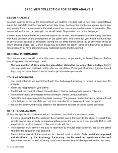Specimen Collection For Semen Analysis Geisinger Health System