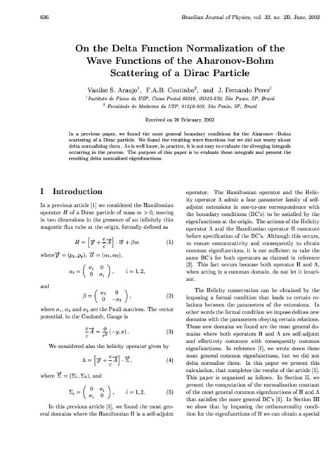 Pdf On The Delta Function Normalization Of The Wave Functions Of The