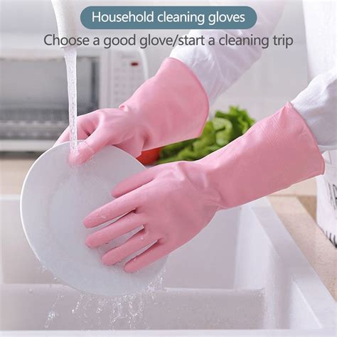 Reusable Household Cleaning Gloves Rubber Kitchen Dishwashing Gloves Extra Thickness Long