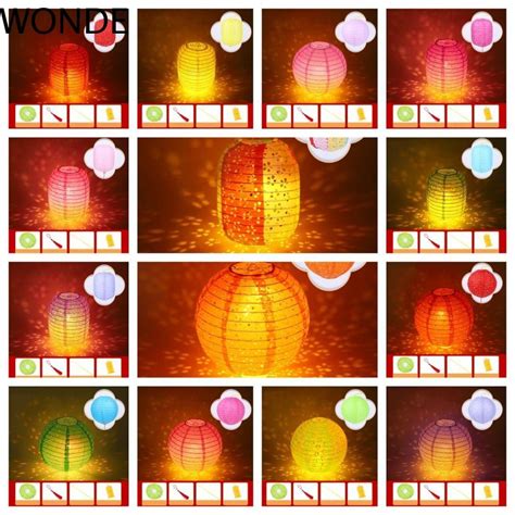 Wonde กระดาษโคมไฟ Ball จีนส่องสว่างรอบโคมไฟกระดาษ หลากสี Diy Wishing Hollow กลางฤดูใบไม้ร่วง