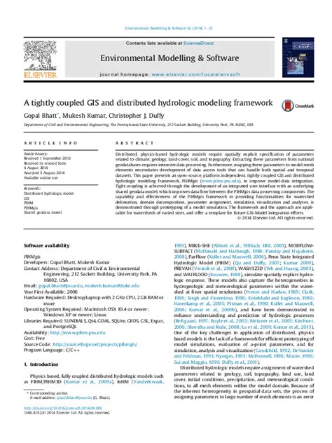 Pdf A Tightly Coupled Gis And Distributed Hydrologic Modeling Framework