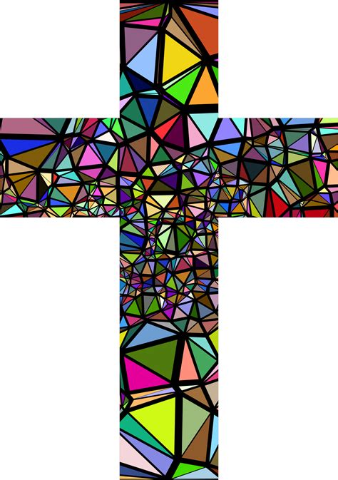 Clipart Low Poly Stained Glass Cross With Background