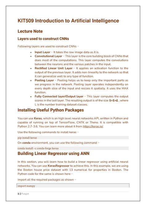 kit509 introduction to artificial intelligence layers used to construct