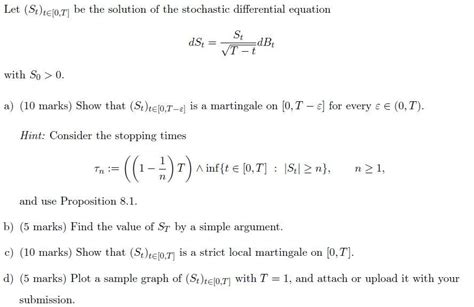 Let Stte 01 Be The Solution Of The Stochastic
