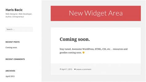 how to create a widget area on wordpress website