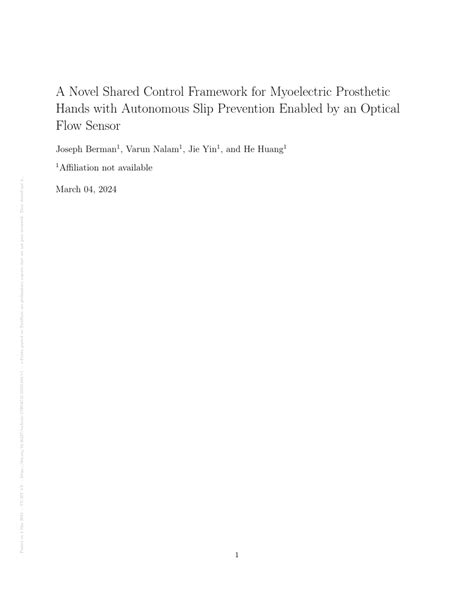 pdf a novel shared control framework for myoelectric prosthetic hands
