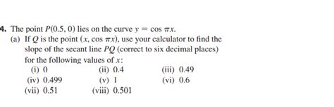 Solved The point P lies on the curve y cosπx a Chegg com