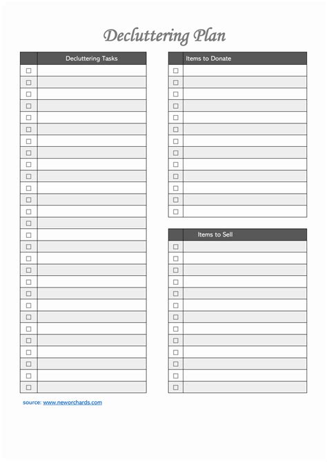 Free Decluttering Templates Pdf Word Excel