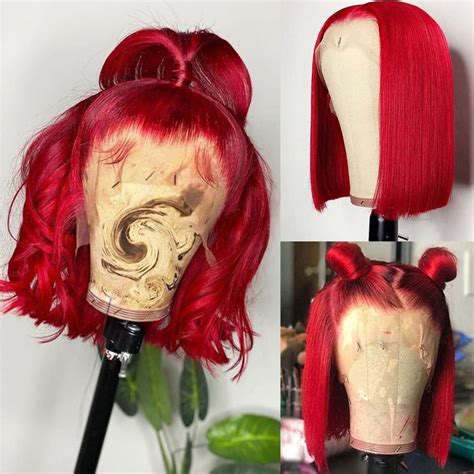 Chilli Red Color Bob Wig Hd Pre Plucked Lace Bob Wig Human Hair Human
