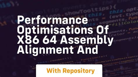 Performance Optimisations Of X86 64 Assembly Alignment And Youtube