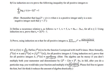 solved 1 use induction on n to prove the following