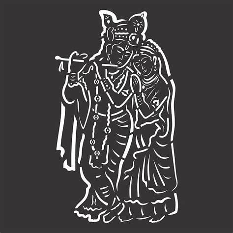 슈리 크리슈나와 라다 벡터 아트 디자인 프리미엄 벡터
