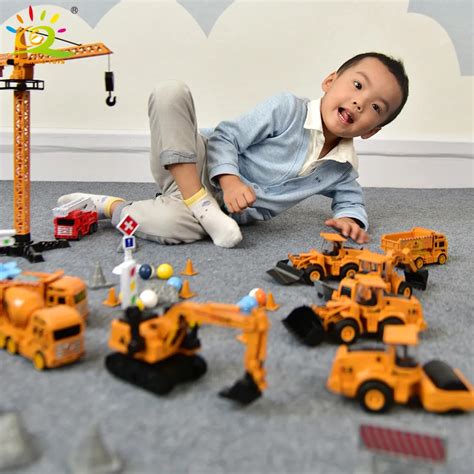 Huiqibao Hqb8832 Diecast Car Engineering Model Excavator Crane Dump