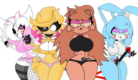 Rule 34 4girls Five Nights At Freddys Fnaf Hourglass Figure Mangle Fnaf Multiple Girls