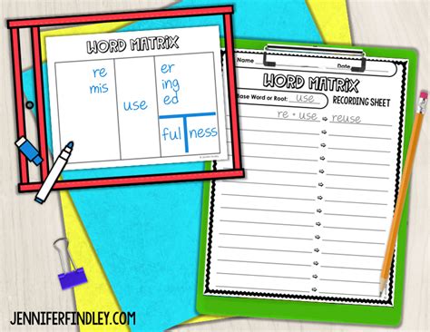 Using Word Matrix Activities To Increase Vocabulary Free Posters