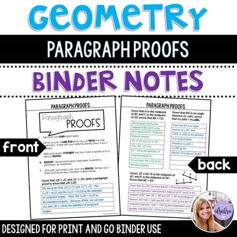 Geometry Paragraph Proofs Binder Notes By Iteachalgebra Tpt