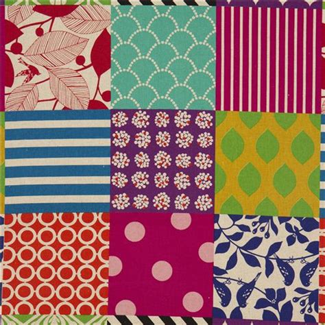 Blue Purple Pink Patchwork Piece Echino Laminate Fabric Fabric By