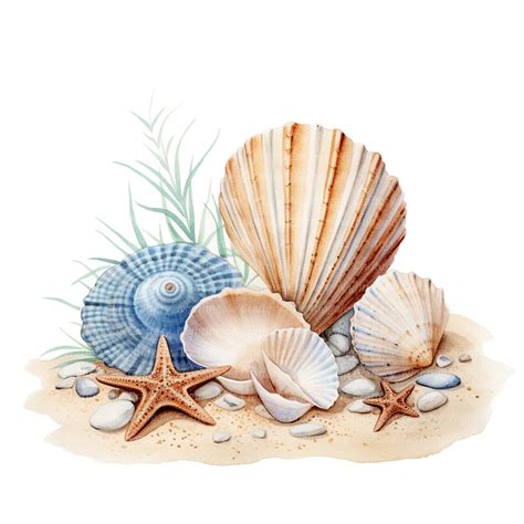 12 Sea Shells Clipart Seashell Clipart Printable Watercolor Clipart