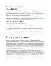 Systems Thinking And Practice Docx Systems Thinking And Practice Introduction What Is Systems