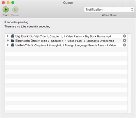 Handbrake Documentation — Using The Queue