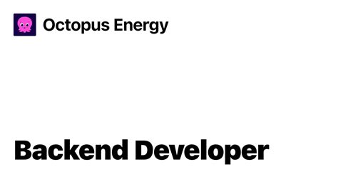 Backend Developer At Octopus Energy