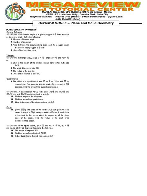 Review Module 03 Plane And Solid Geometry Part 1 Pdf