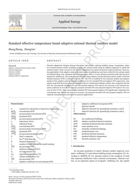 Pdf Standard Effective Temperature Based Adaptive Rational Thermal Comfort Model
