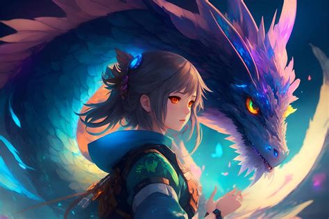 Anime Girl With Dragon By Blackonrog On Deviantart