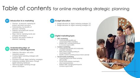 Table Of Contents For Online Marketing Strategic Planning Mkt Ss Ppt Powerpoint