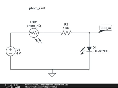 Simple Resistor Circtuit With LED CircuitLab