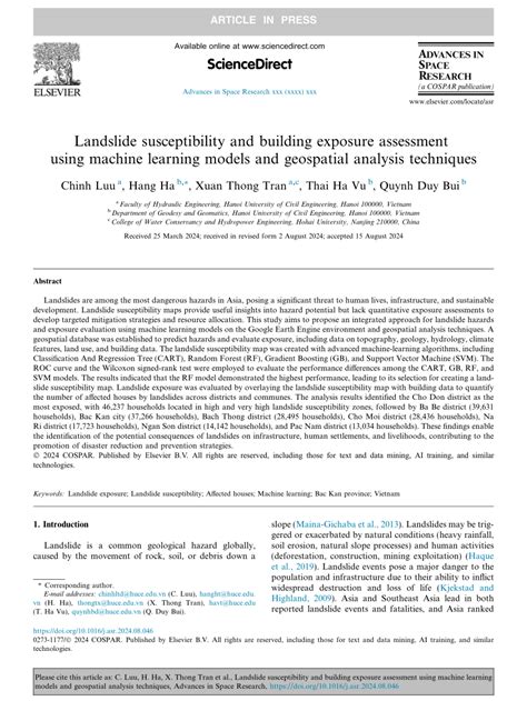 Pdf Landslide Susceptibility And Building Exposure Assessment Using Machine Learning Models