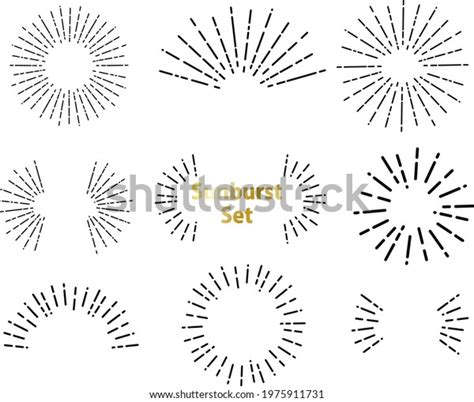 Sunburst Line Vector Illustration Set Stock Vector Royalty Free