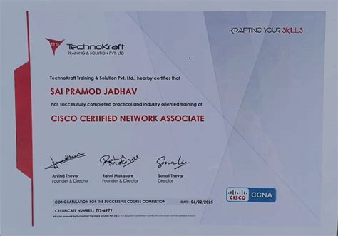Successfully Completed The Cisco Certified Network Associate Ccna