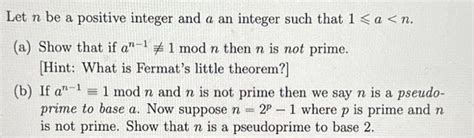 Solved Let N Be A Positive Integer And A An Integer Such Chegg Com
