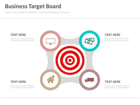 Business Target Board And Icons Powerpoint Slides PowerPoint Slide Clipart Example Of Great
